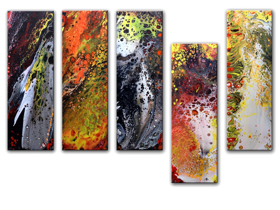 Original Abstract Large Painting, Multi-panels Artwork, Contemporary ...