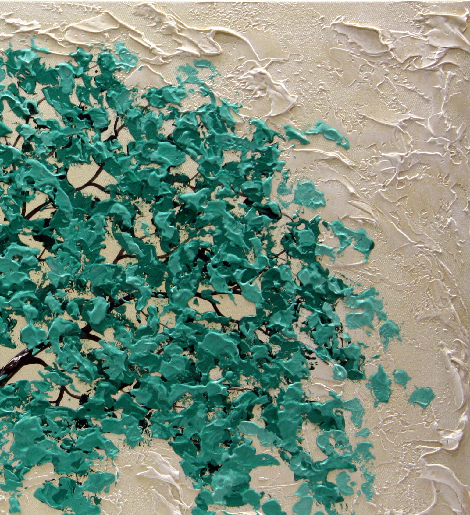 Turquoise Tree Painting Blossom Tree Art Textured Tree - Etsy Canada