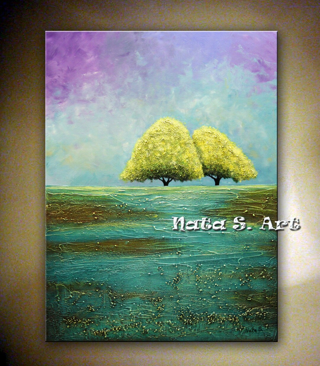 Landscape Painting Original Tree Art Abstract Modern Textured Painting ...