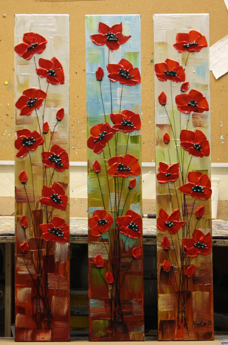 Original Poppy Painting Abstract Floral Art Large Poppy - Etsy Canada