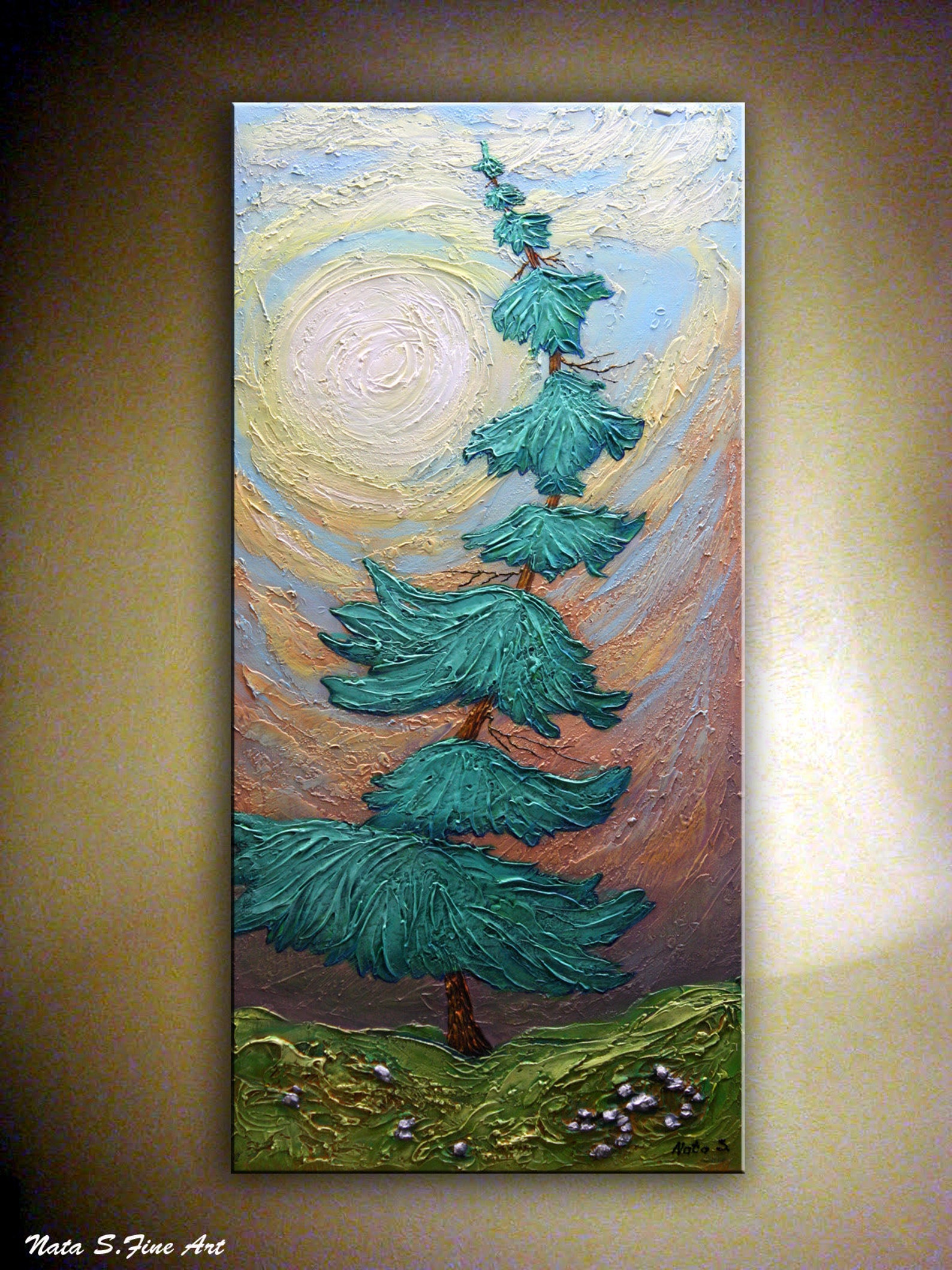 Pine Tree PAINTING Original Landscape Abstract Pine Tree - Etsy