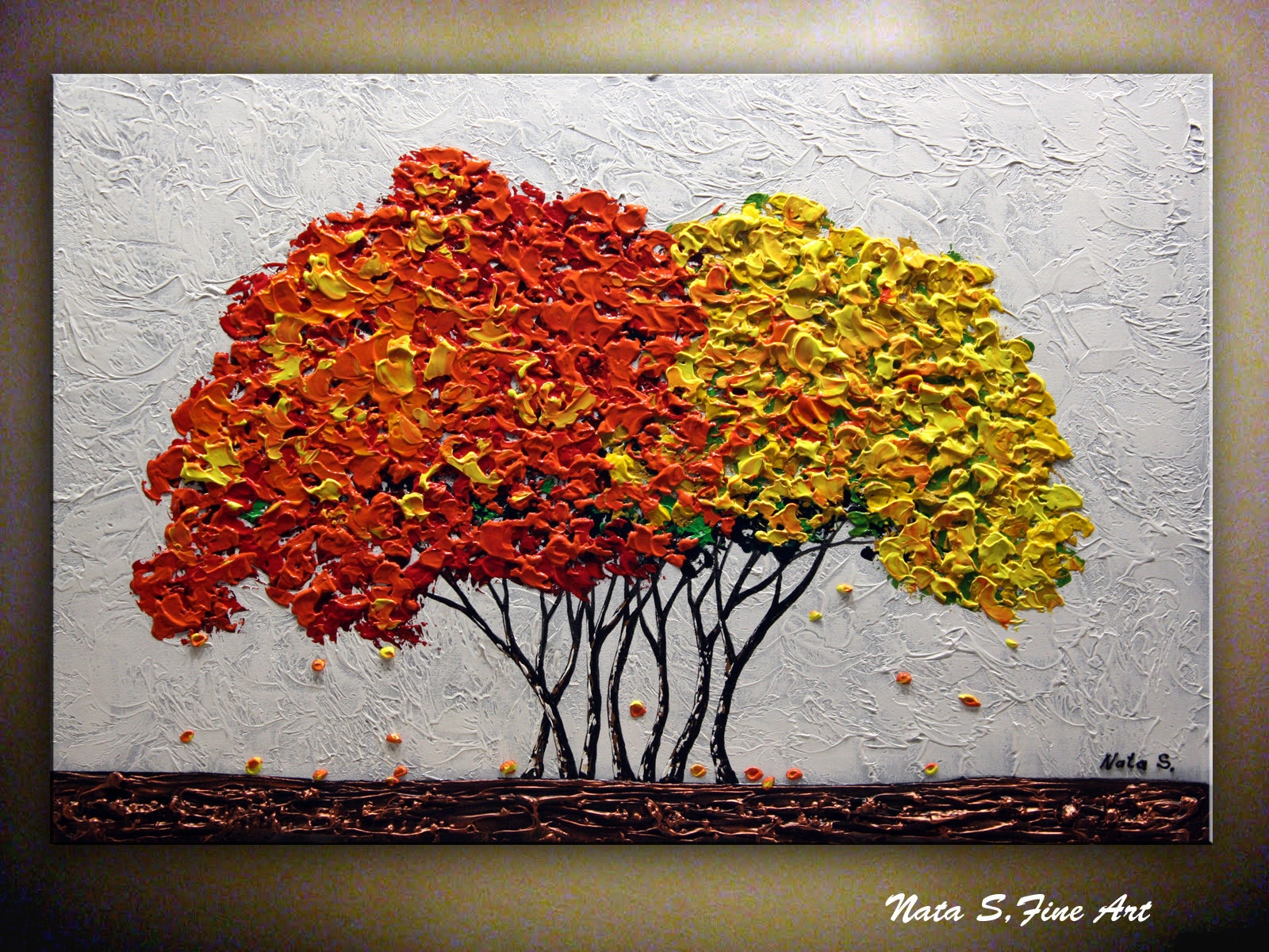 Autumn Trees Painting Original Textured Landscape Fall Tree - Etsy ...