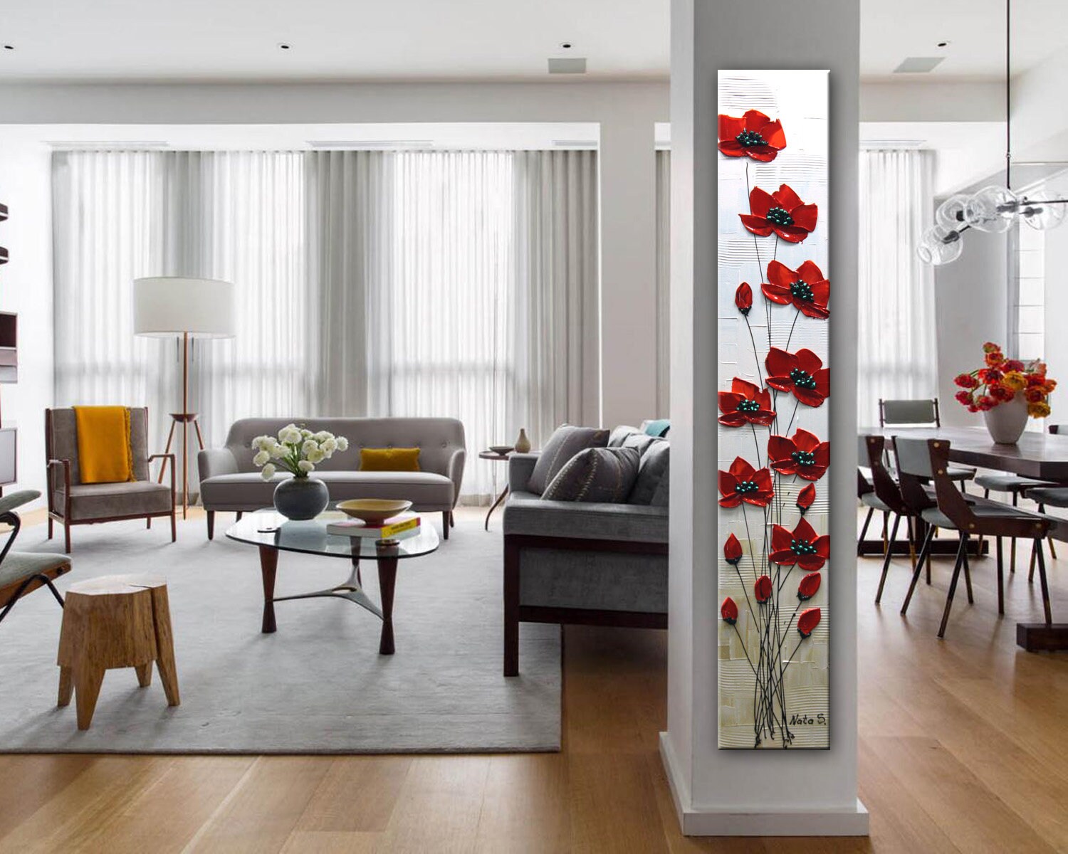 Original Poppy Painting Acrylic Impasto Floral Art | Etsy