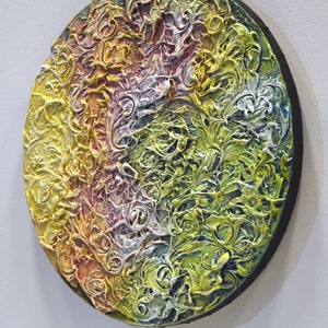 Original Abstract Textured Painting, Canvas Art, Round Abstract ...