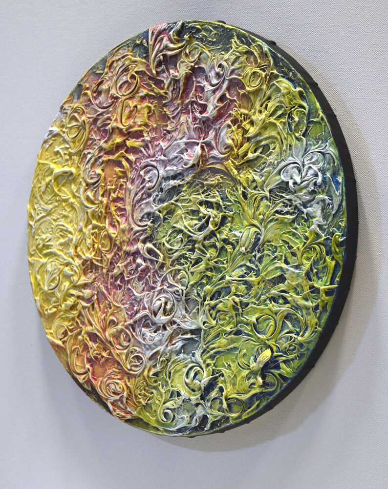 Original Abstract Textured Painting Canvas Art Round - Etsy
