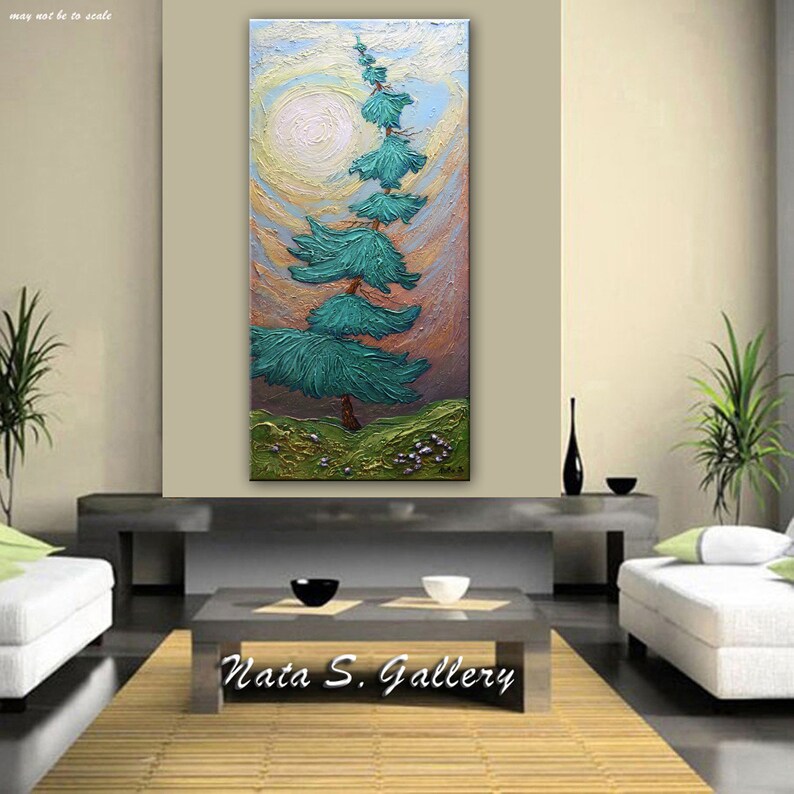 Pine Tree PAINTING Original Landscape Abstract Pine Tree - Etsy
