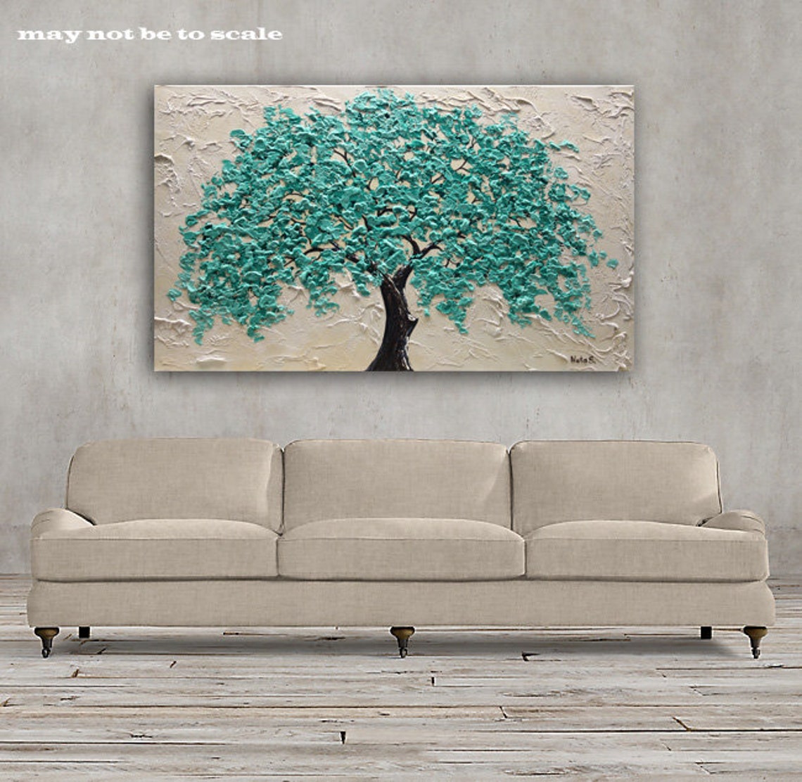 Turquoise Tree Painting Blossom Tree Art Textured Tree - Etsy Canada