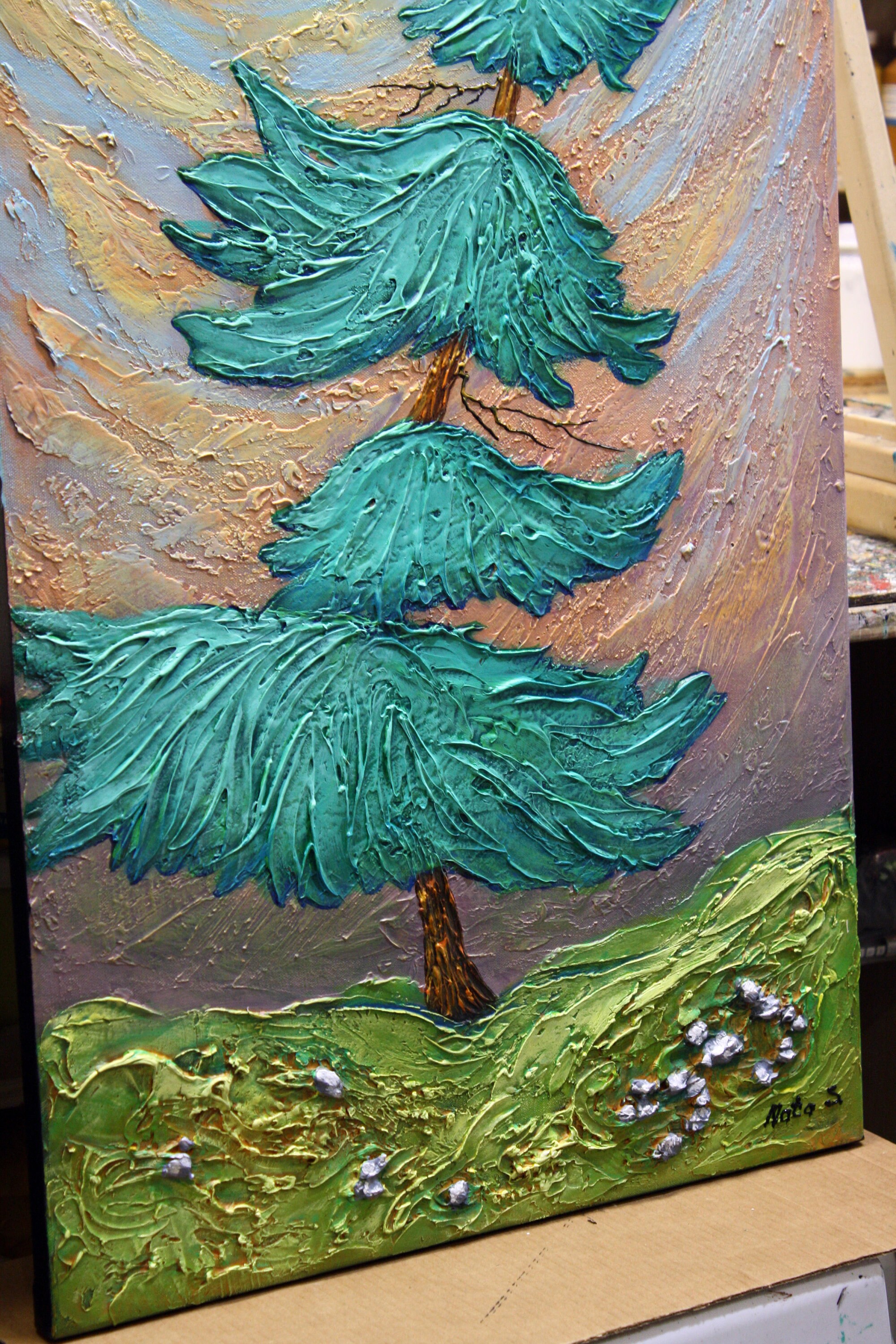 Pine Tree PAINTING Original Landscape Abstract Pine Tree - Etsy