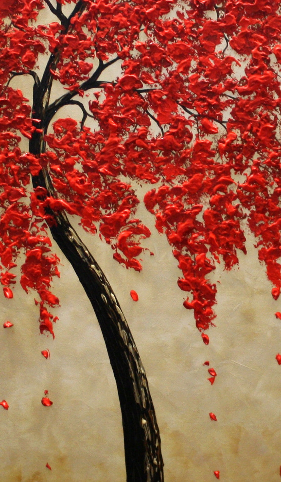 Large Red Tree Painting Vertical Wall Art Acrylic Painting - Etsy