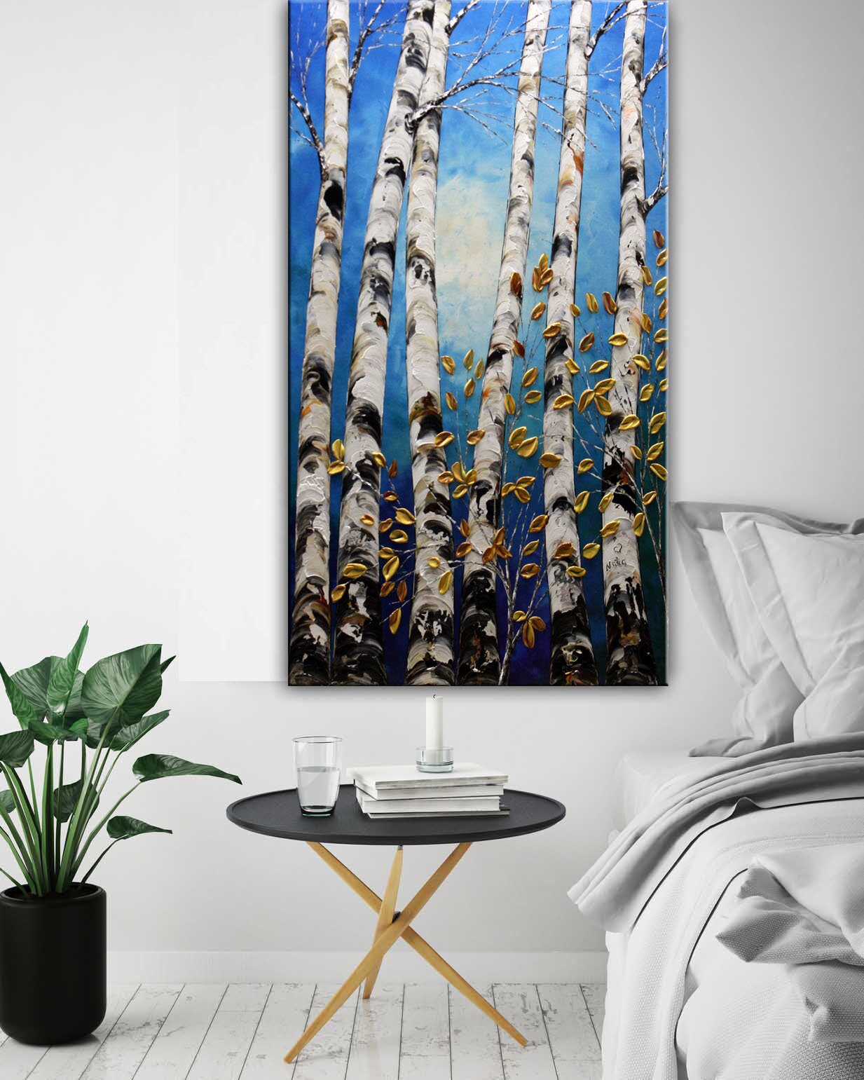 Birch Forest Painting Large Abstract Painting Impasto Aspen - Etsy Canada