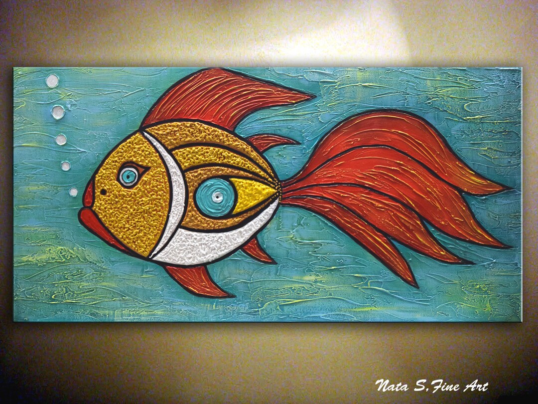 Original Fish Painting, Abstract Koi Fish Art, Animal Wall Art ...