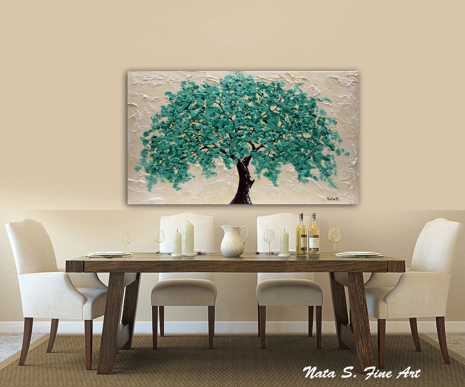 Turquoise Tree Painting Blossom Tree Art Textured Tree - Etsy Canada