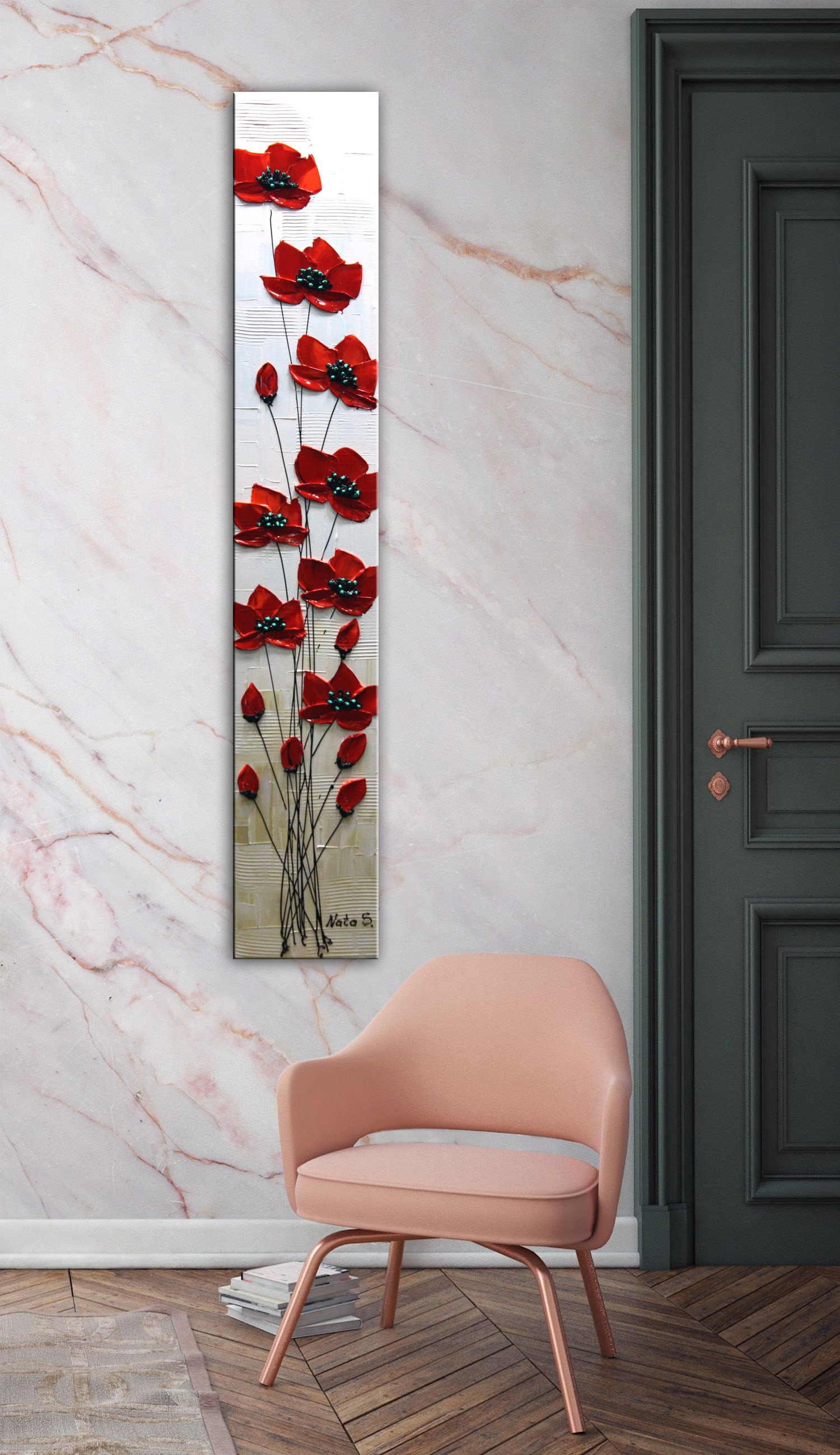 Original Poppy Painting Acrylic Impasto Floral Art | Etsy