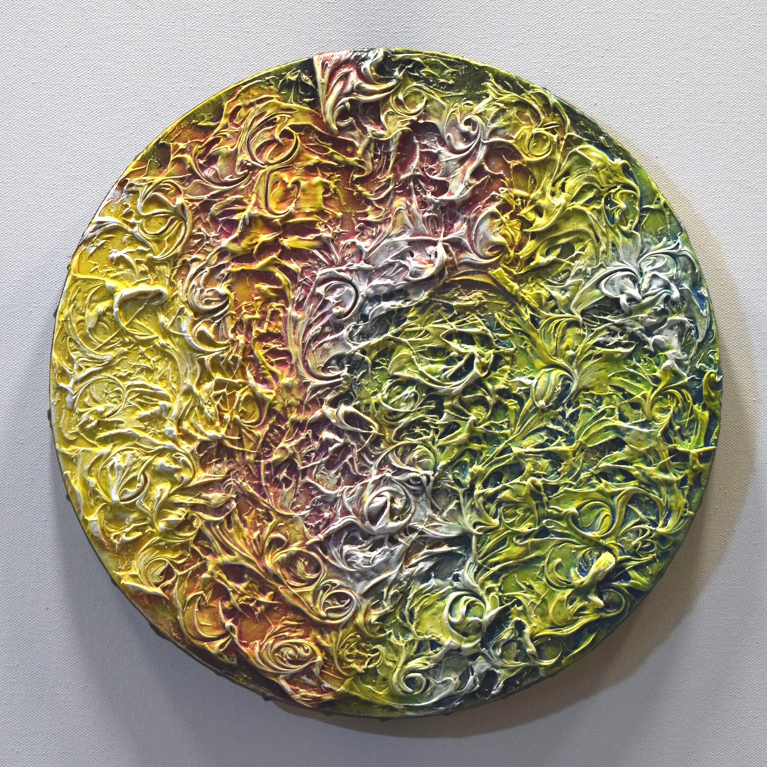 Original Abstract Textured Painting, Canvas Art, Round Abstract ...