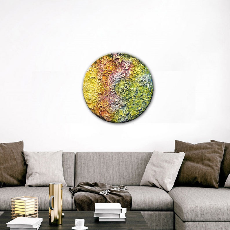 Original Abstract Textured Painting Canvas Art Round - Etsy