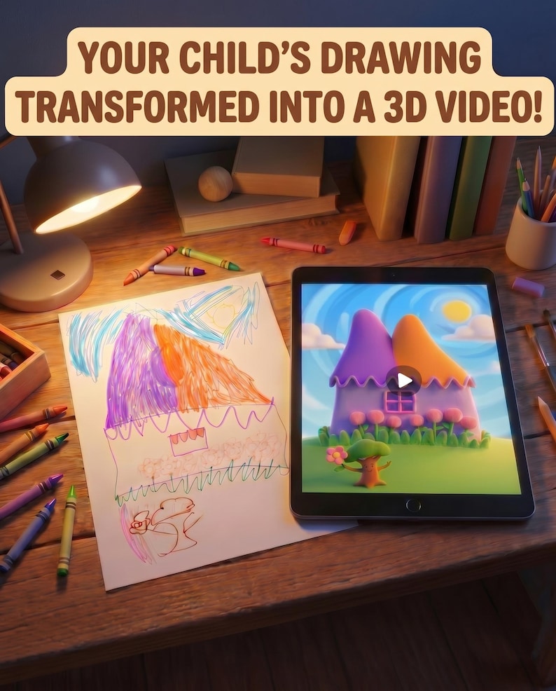 Child's Drawing 3D Animation, Pixar-style Cartoon Video, Gift Birthday ...