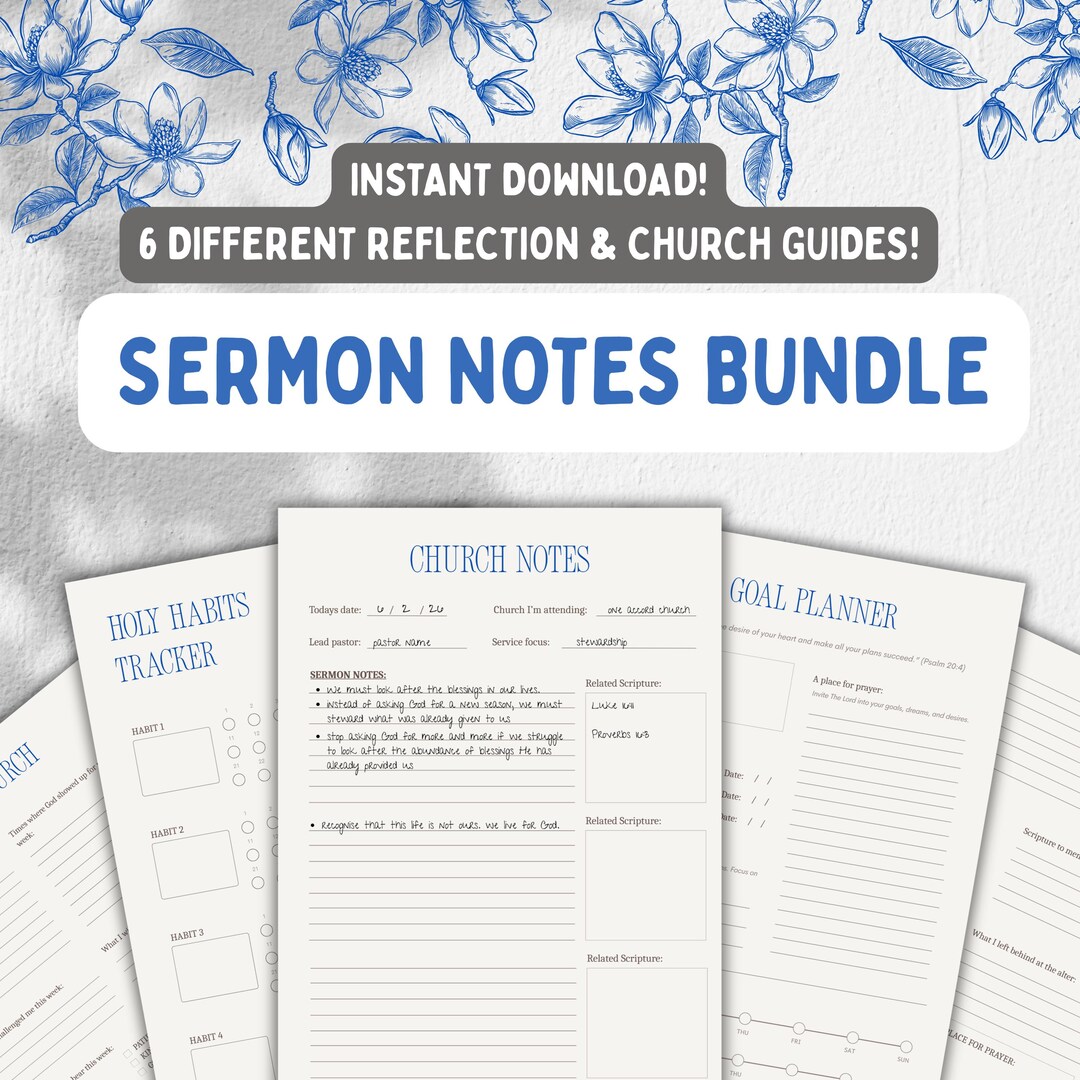 Christian Church Notes Digital Notebook | Guided Sermon & Prayer ...