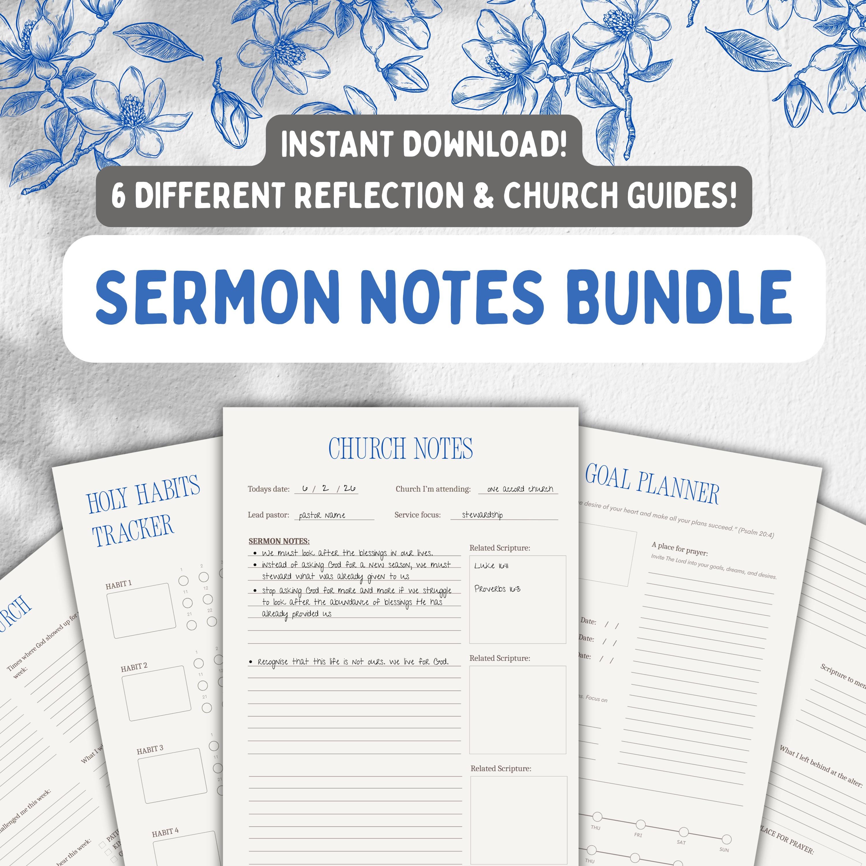 Christian Church Notes Digital Notebook | Guided Sermon & Prayer ...