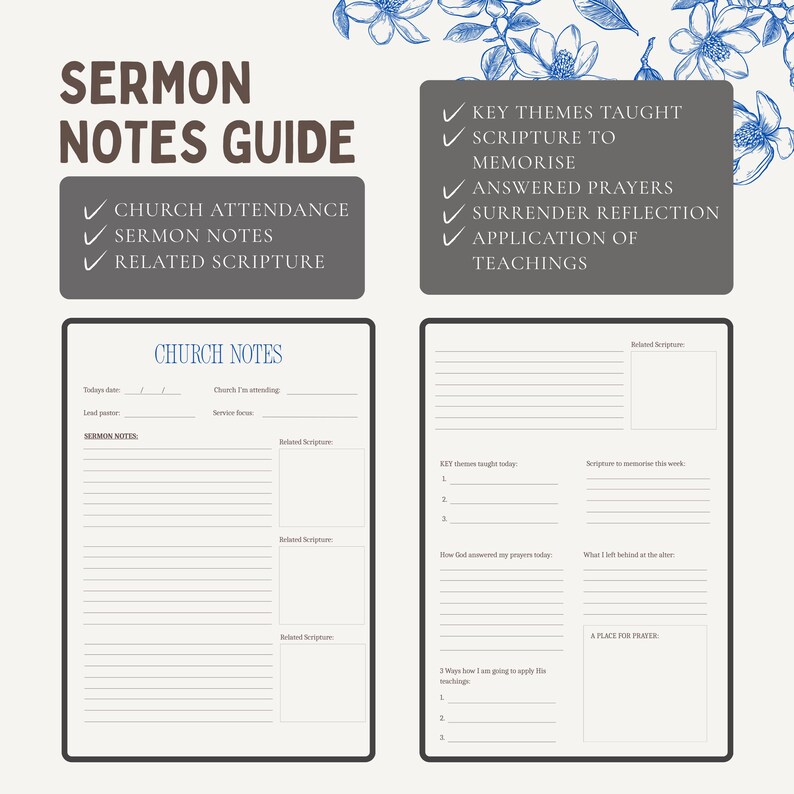 Christian Church Notes Digital Notebook | Guided Sermon & Prayer ...