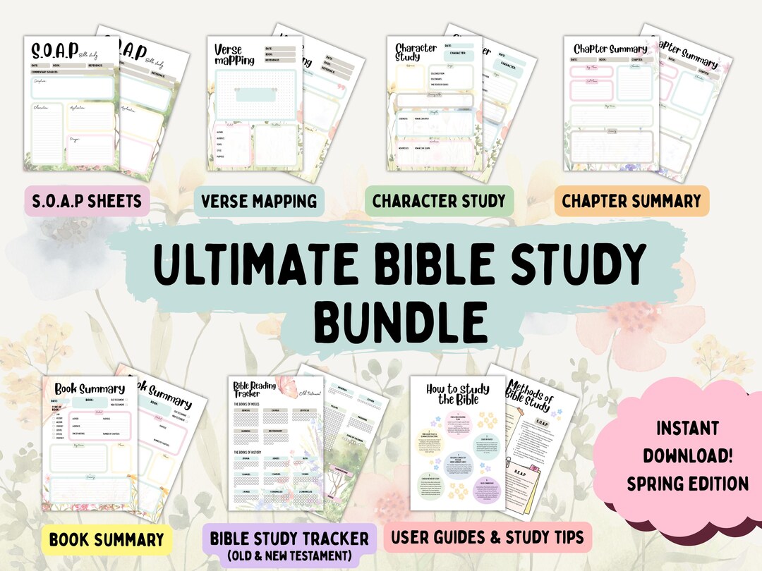Ultimate Bible Study Bundle Printable | SOAP, Verse Mapping, Character ...
