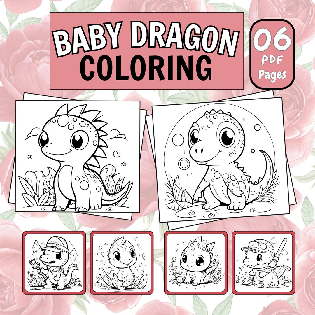 Baby Dragon Coloring Book - Etsy