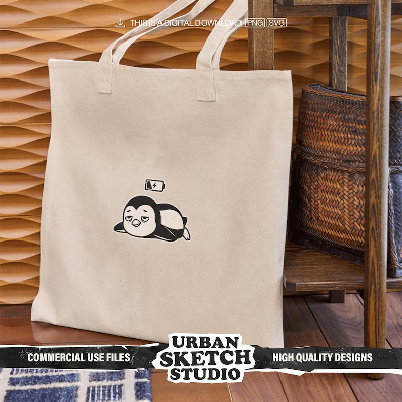 Low Battery Penguin SVG: Introvert Meme, Funny Sticker (digital ...