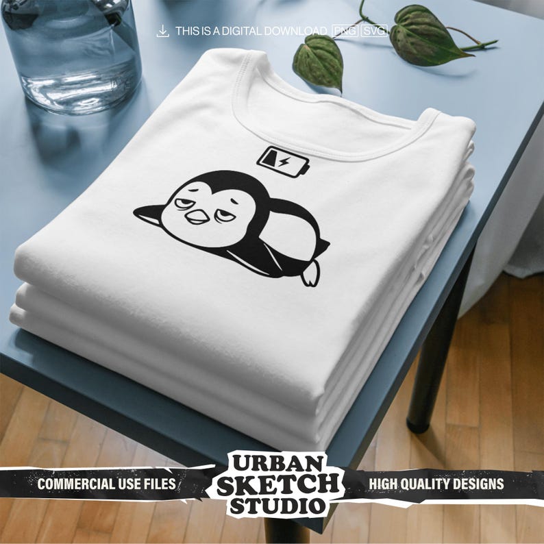 Low Battery Penguin SVG: Introvert Meme, Funny Sticker (digital ...