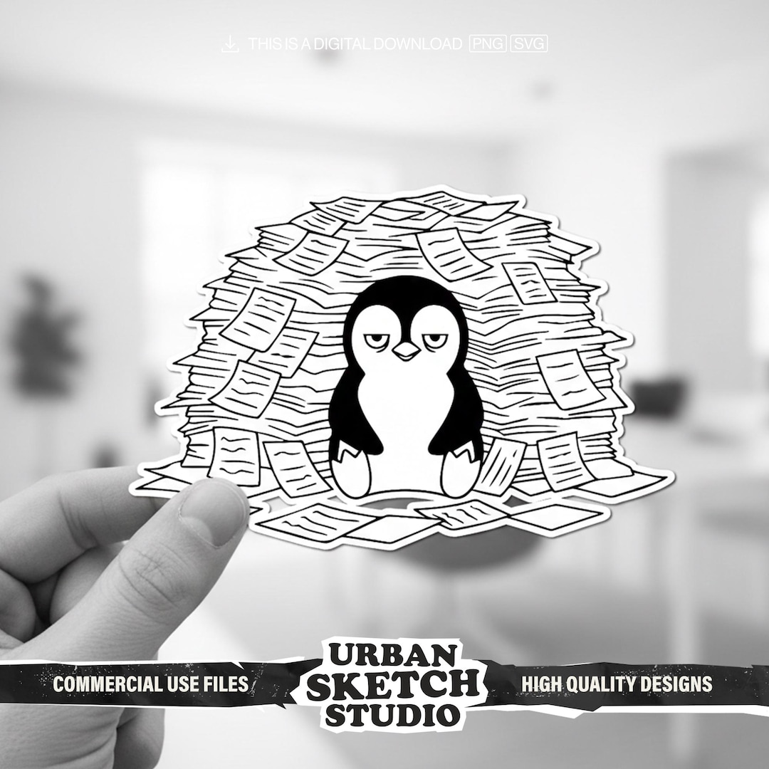 Paperwork Penguin SVG: Funny Accountant Sticker, Tax Season Art ...