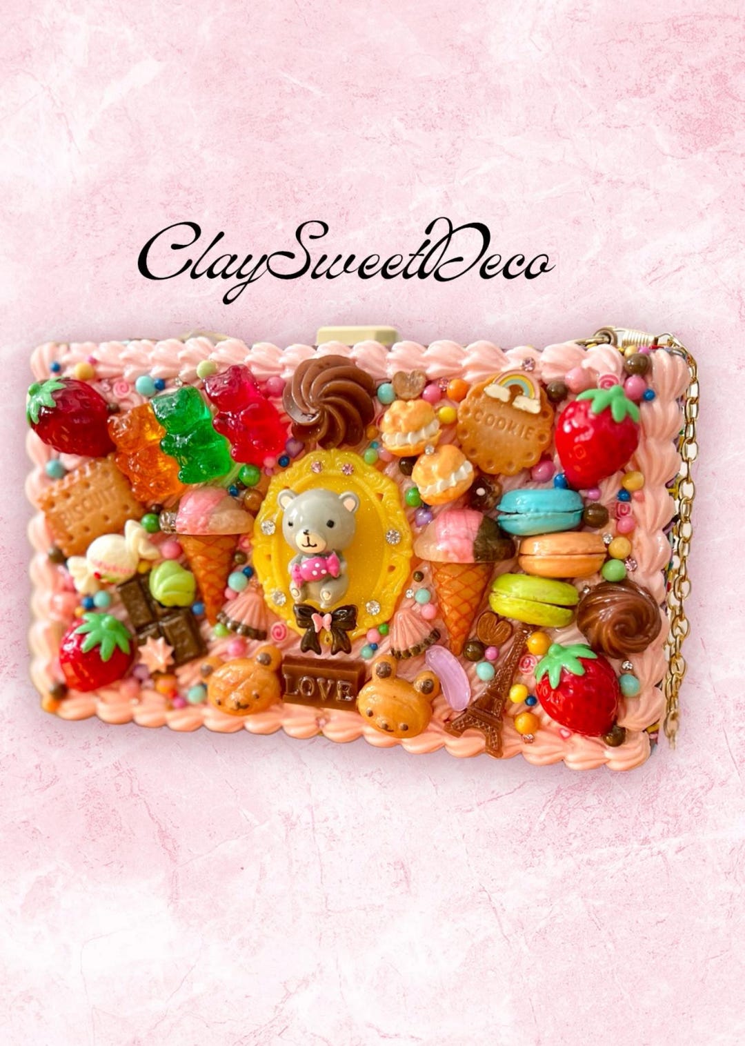 Kawaii Dessert Clutch Purse Handmade Food Themed Polymer Clay Cake Bag ...