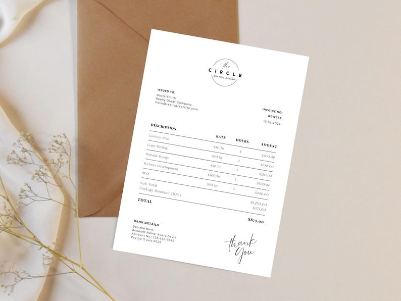 Minimalist Invoice Template | Printable and Editable Invoice for ...
