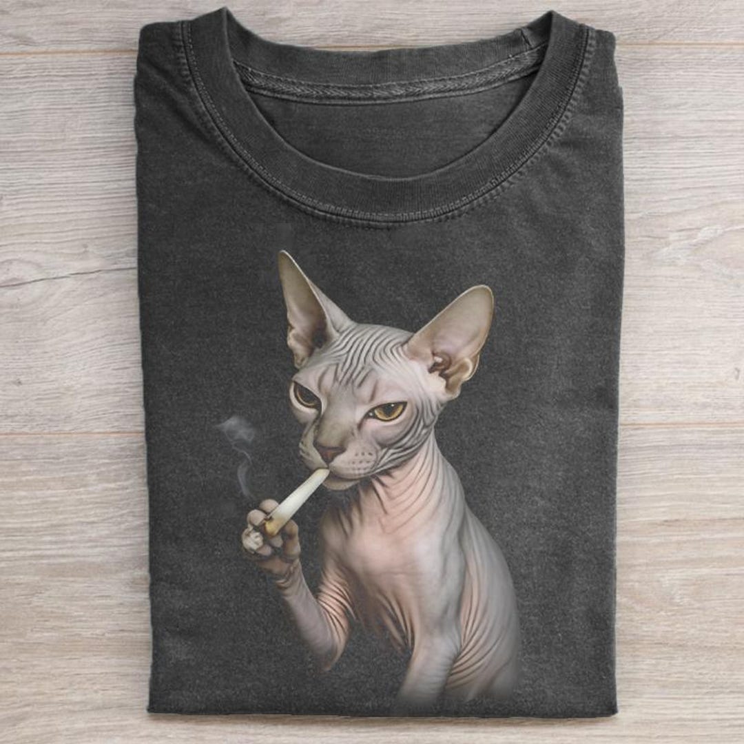 Funny Sphynx Cat Smoking Cigarette Meme Shirt,chaotic Energy Gen Z Tee ...