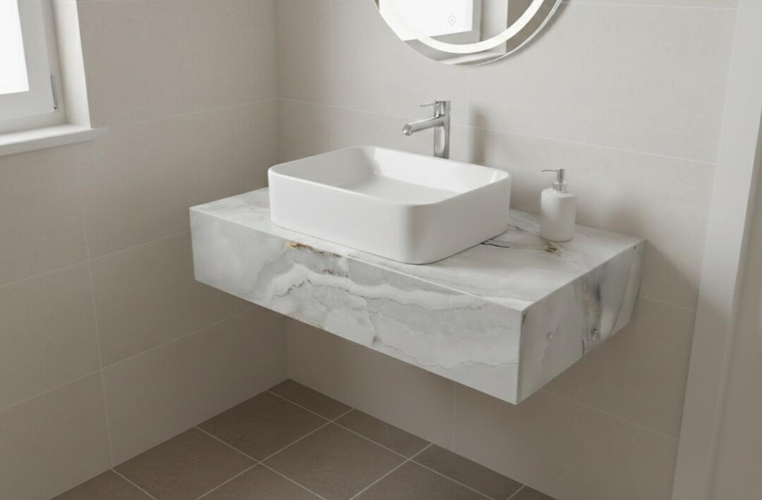 Onyx Inspired Floating Vanity Shelf | Modern Wall Mounted Bathroom ...