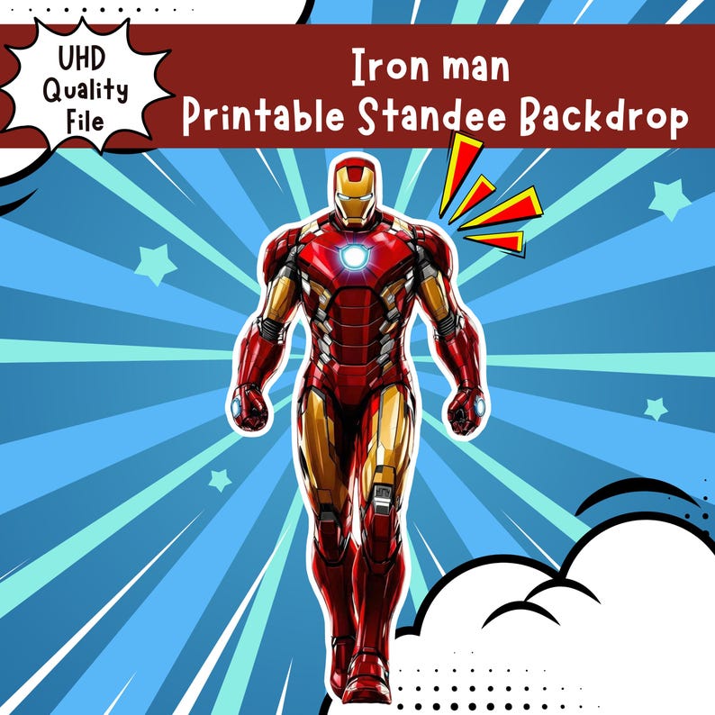 Iron Man Standee | Superhero Party Backdrop (PNG PDF Digital File) - Etsy