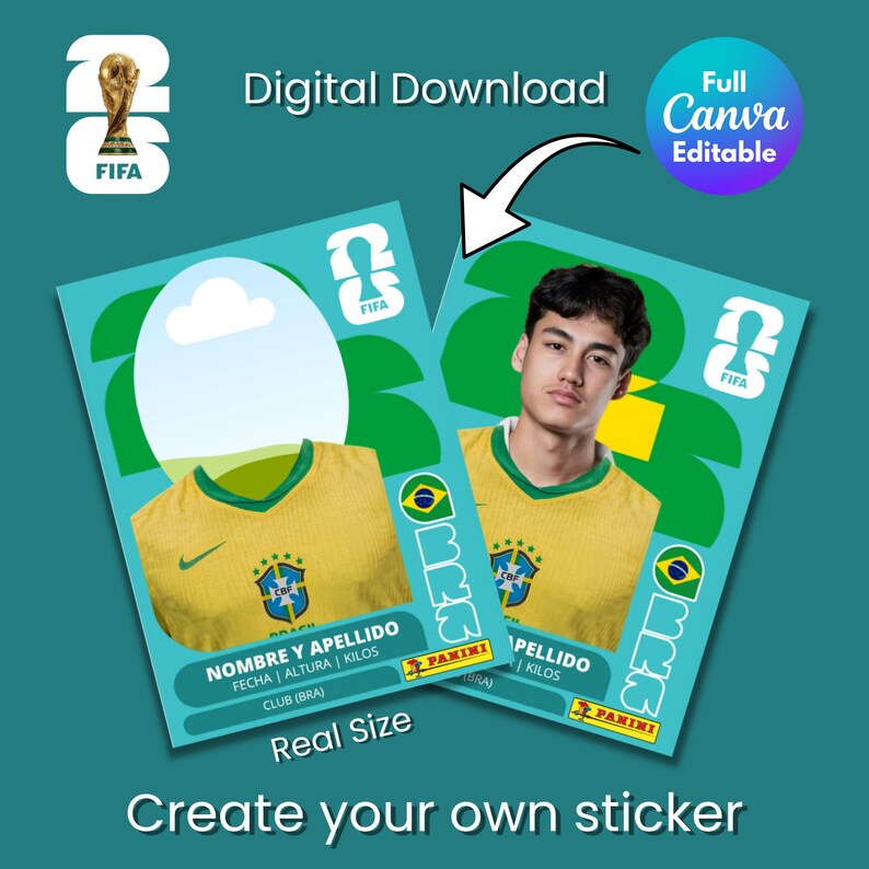 2026 Brazil World Cup Card Template | Personalized Soccer Album Graphic ...