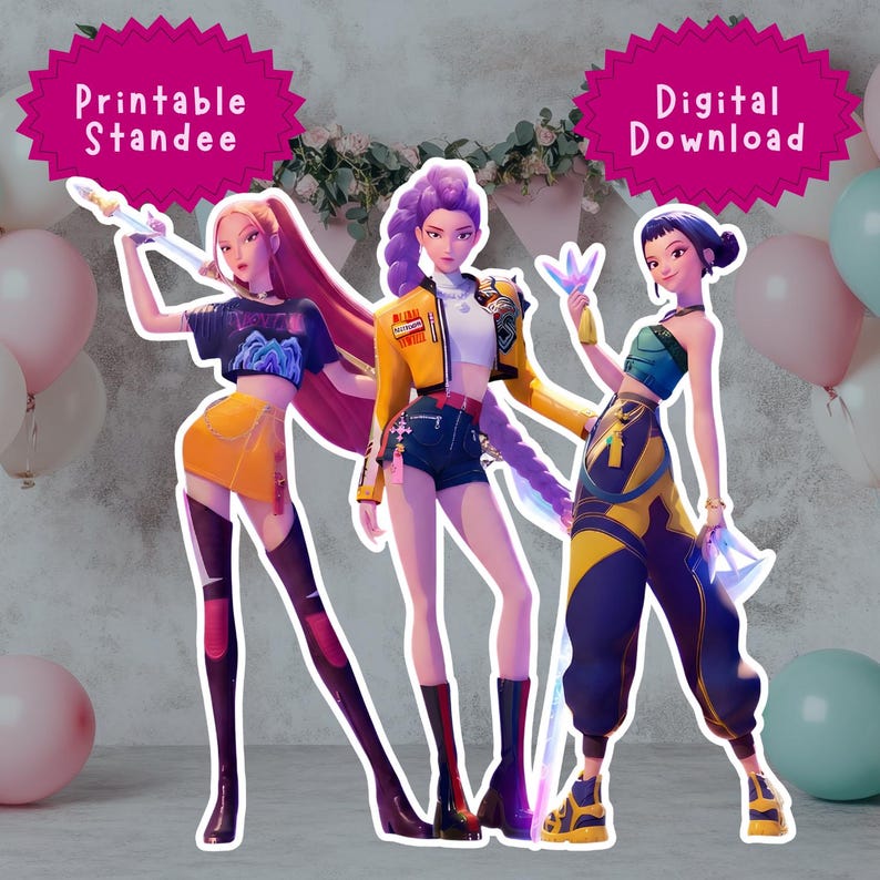 Kpop Demon Hunters Standee | Huntrix Trio Party Decor (34x70 Inch ...