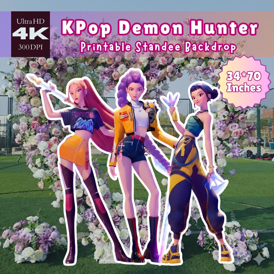 Kpop Demon Hunters Standee | Huntrix Trio Party Decor (34x70 Inch ...