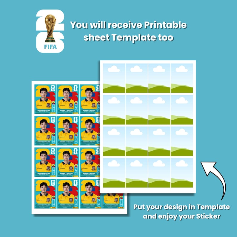 Ecuador World Cup Sticker Template 2026 | Custom Soccer Album Card ...