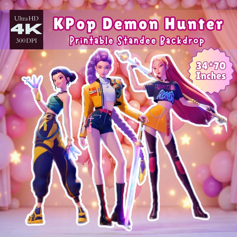 Printable Kpop Demon Hunters Standee 4ft | Huntrix Life-size Cutout ...