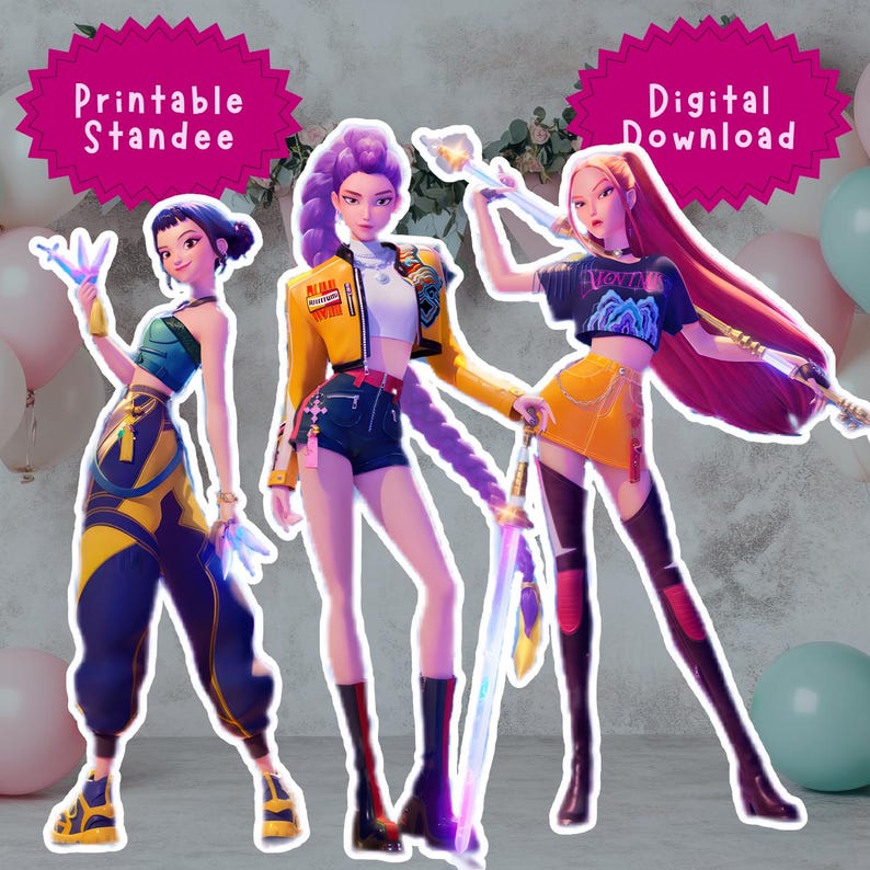 Printable Kpop Demon Hunters Standee 4ft | Huntrix Life-size Cutout ...