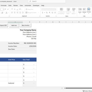Advanced Excel Invoice Template | Automatic Invoice Numbering & One ...