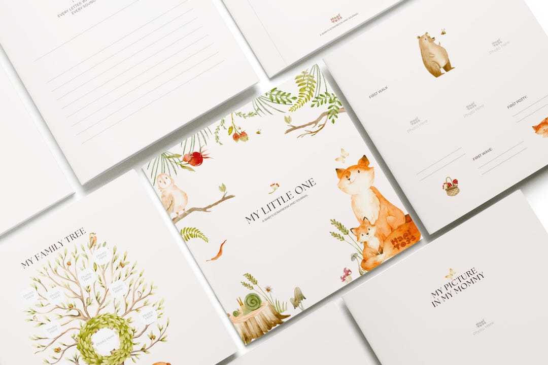 Woodland Forest Animals | Digital Baby Scrapbook Keepsake Journal ...