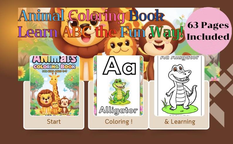 A-Z Animals Coloring Pages for Kids | Alphabet Animal Coloring Book ...