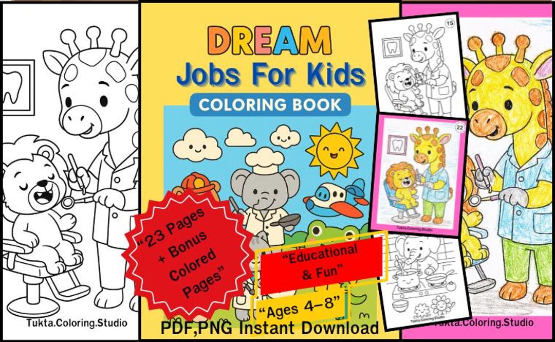 Dream Jobs Coloring Book | Animals Career Pages (PDF & PNG) - Etsy