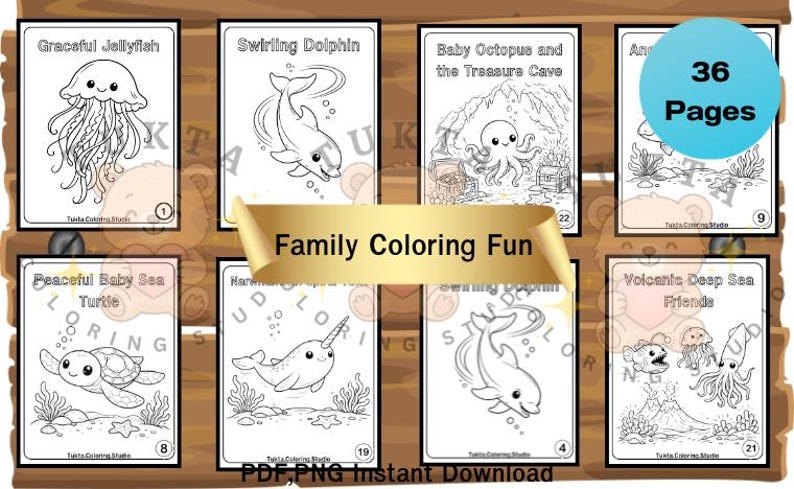 Ocean Animals Coloring Book for Kids | 36 Pages (digital Download) - Etsy