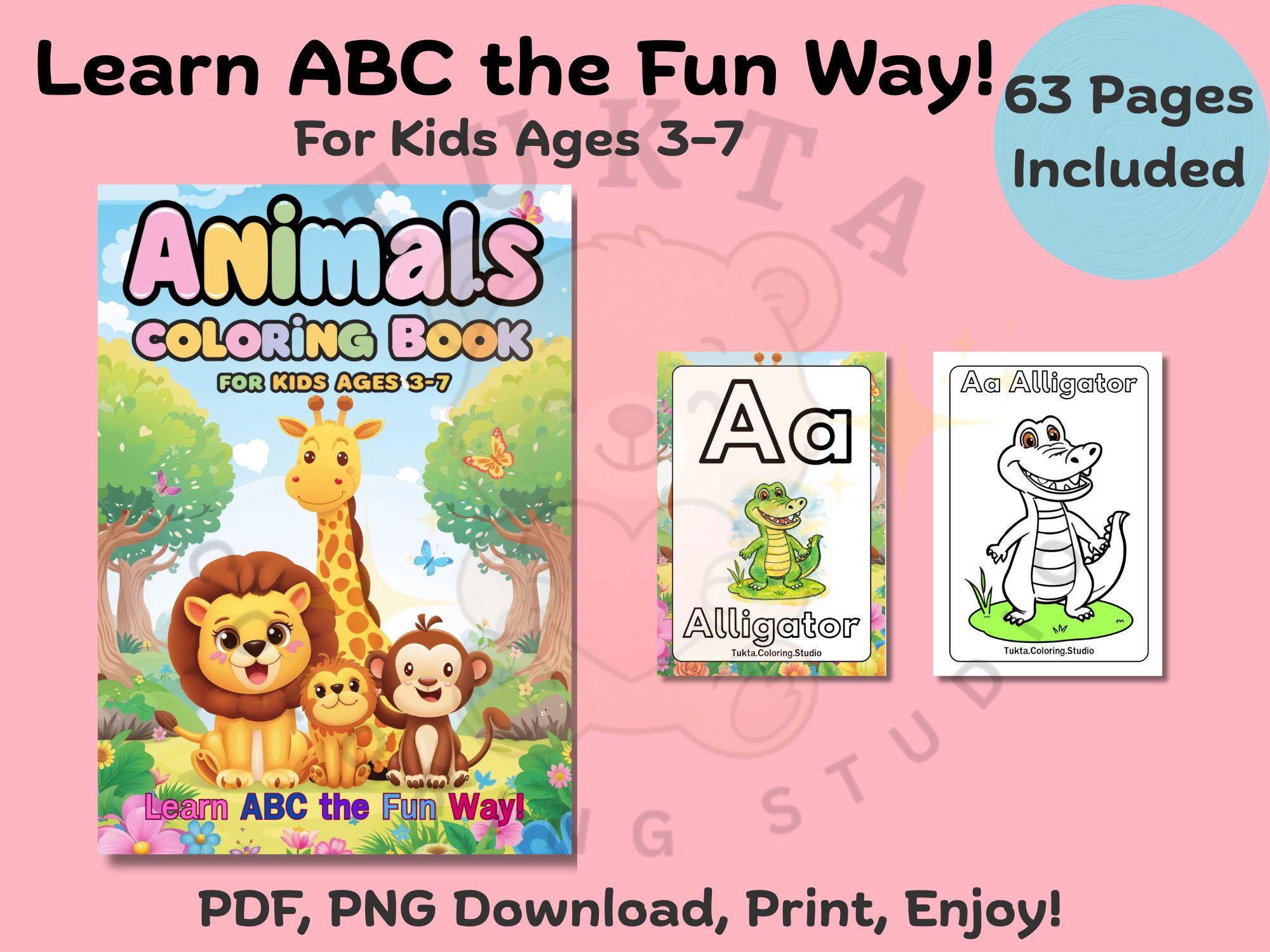 A-Z Animals Coloring Pages for Kids | Alphabet Learning Activity (PDF ...