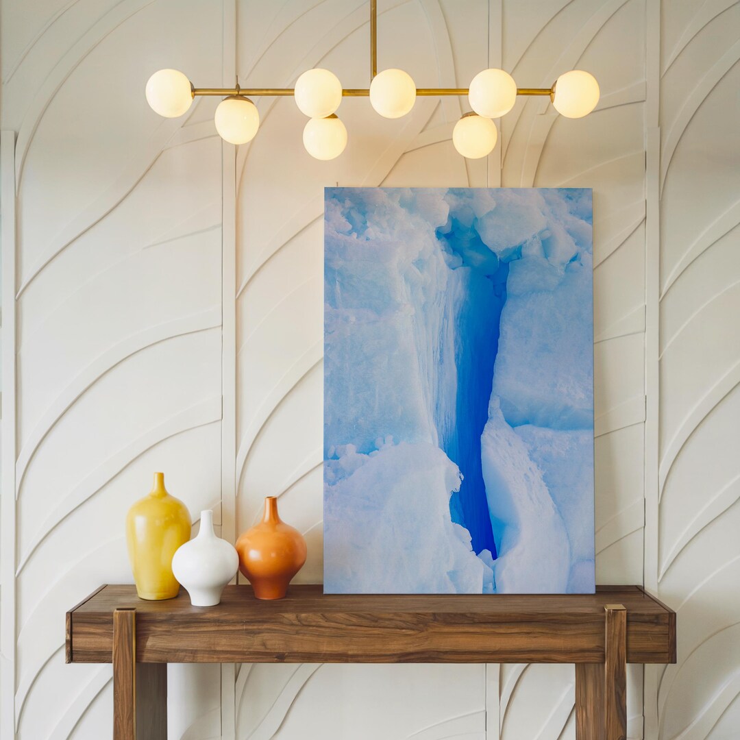 Antarctica Iceberg Crevasse Canvas Art, Vertical Blue Ice Photography ...