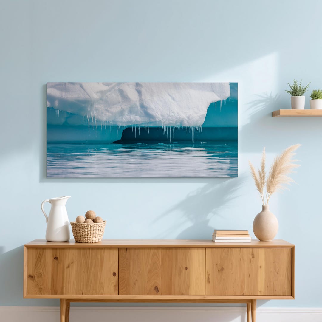 Antarctica Iceberg Canvas Wall Art, Blue Icicle Glacier Photography ...