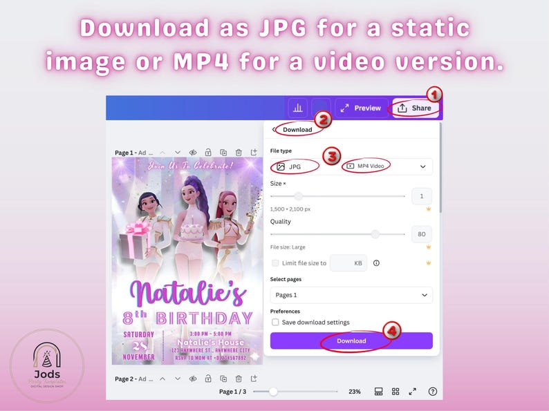K-pop Demon Hunter Birthday Invitation, Purple White Idol Theme ...