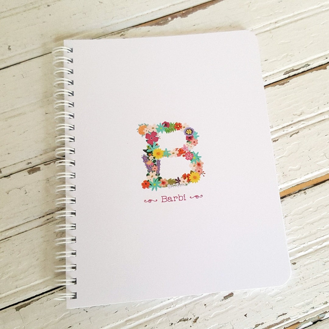 Personalized Floral Initial Notebook - Small Travel Size, Lined or ...