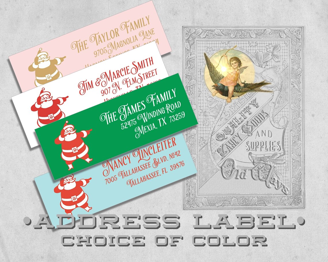 Retro Santa Return Address Labels for your Christmas Cards | Etsy